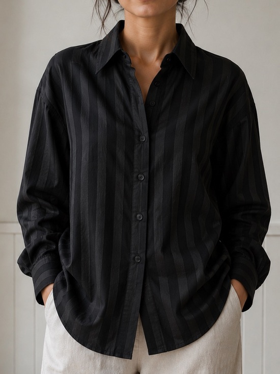 Anne Fontaine | Tops | Anne Fontaine Paris Black Sheer Stripe ...